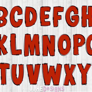 Red PNG Letters, Doodle Red Alphabet, PNG Doodle Letters Set PNG ...