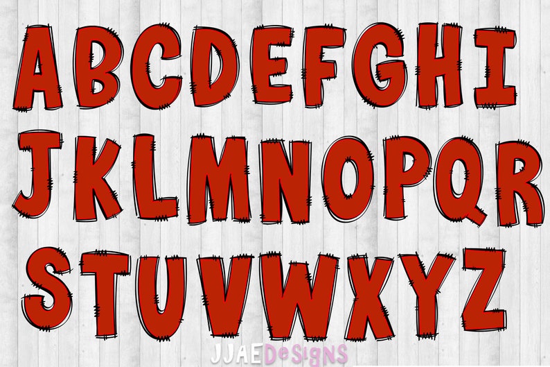 Red PNG Letters Doodle Red Alphabet PNG Doodle Letters Set - Etsy