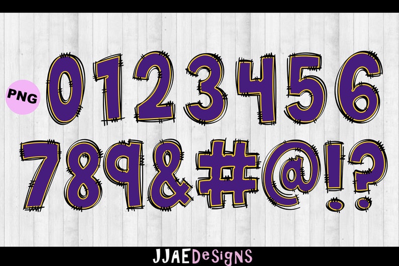 Purple & Gold Alphabet PNG Letters, Doodle Letters PNG Letters, Purple ...