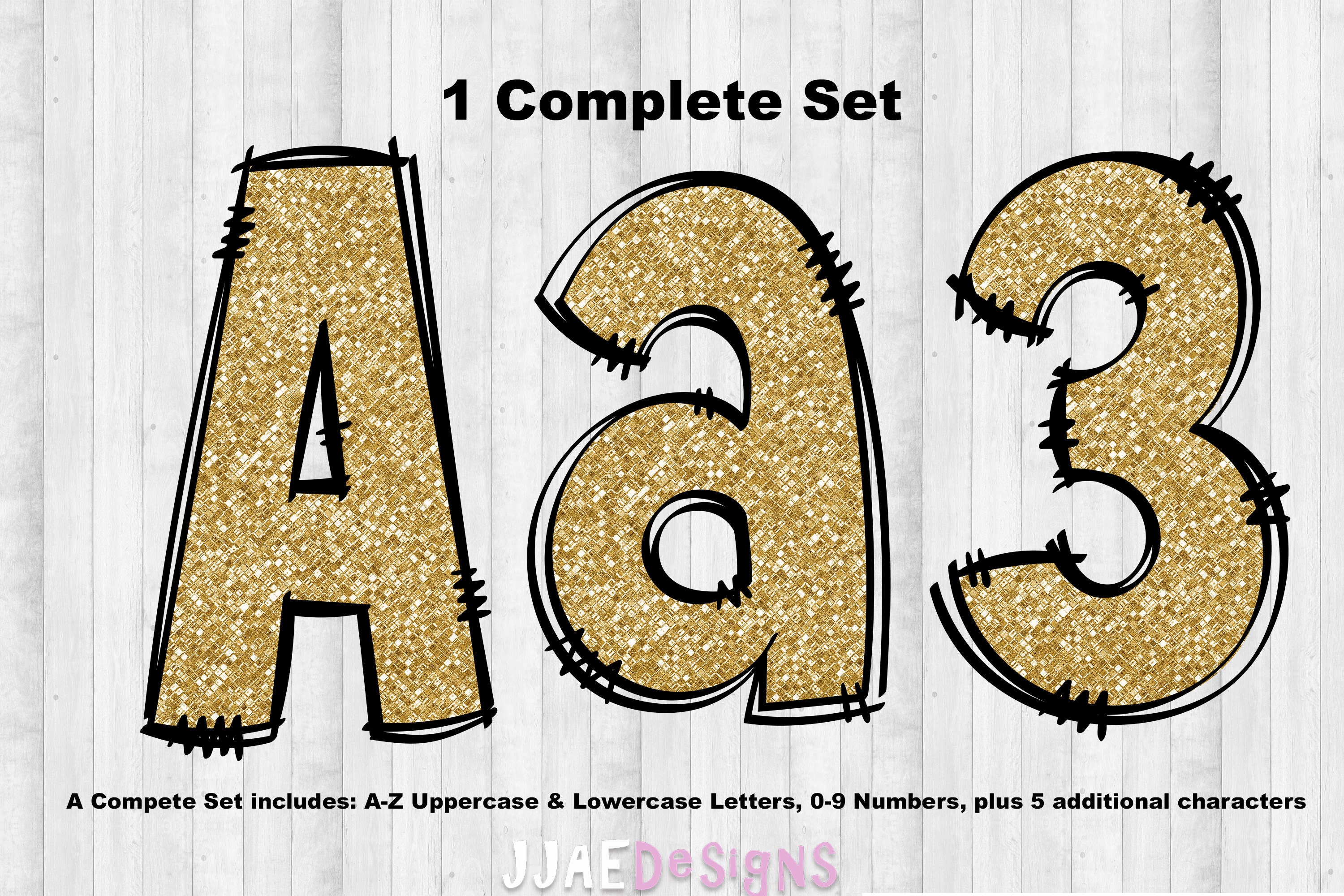 Gold Glitter Doodle Letters, Glitter Alphabet Letters, Gold PNG, Gold ...
