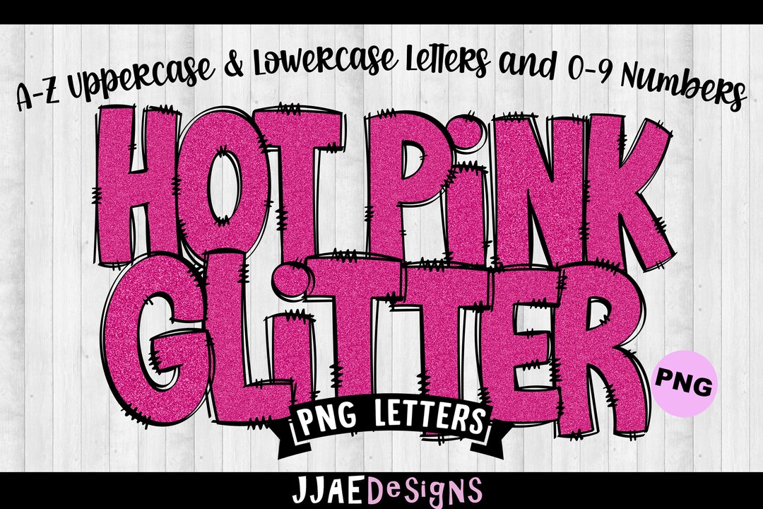 Hot Pink Glitter Doodle Letters, Glitter Alphabet Letters, Pink Glitter ...