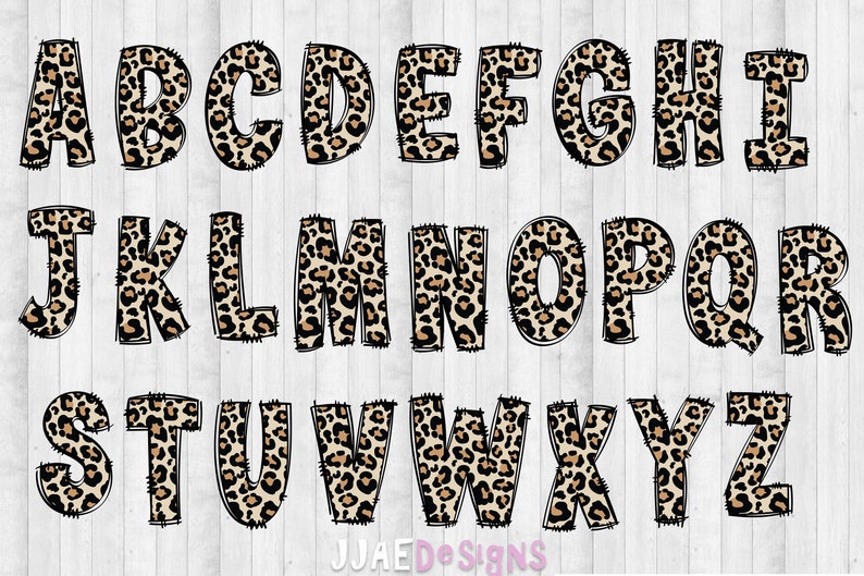 Leopard PNG Letters Sublimation Alphabet Bundle Bulletin - Etsy