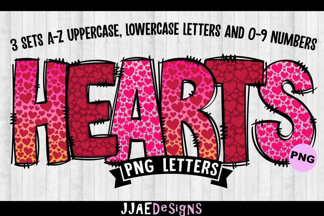 Hearts Doodle Letters, Alphabet PNG Letters, Hearts PNG Letters ...
