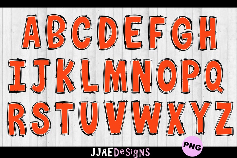 Orange PNG Letters Doodle Orange Alphabet PNG Doodle Letters - Etsy