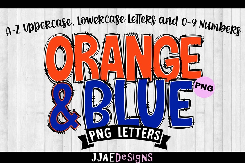 Orange & Blue Alphabet PNG Letters Doodle Letters PNG - Etsy