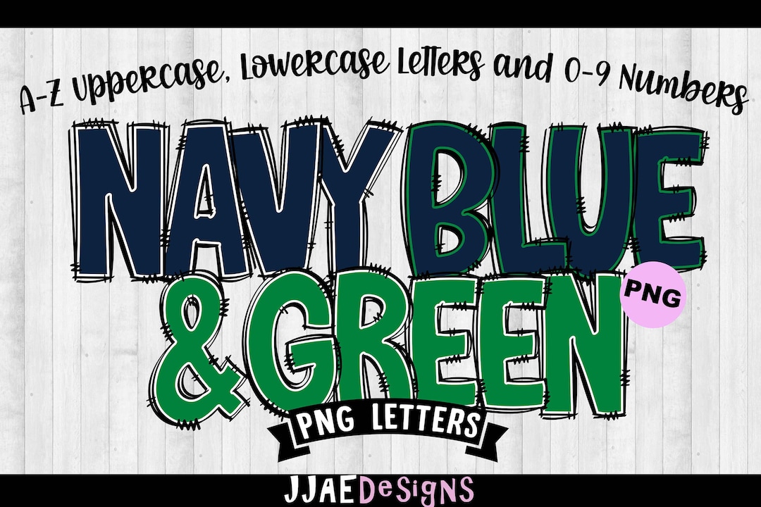 Navy Blue & Green Alphabet PNG Letters, Doodle Letters PNG Letters ...