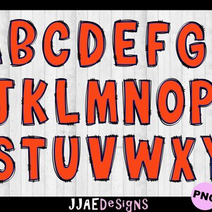 Orange & Blue Alphabet PNG Letters, Doodle Letters PNG Letters, Orange ...