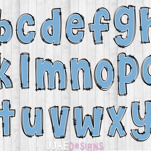 Light Blue PNG Letters, Doodle Blue Alphabet, PNG Doodle Letters Set ...