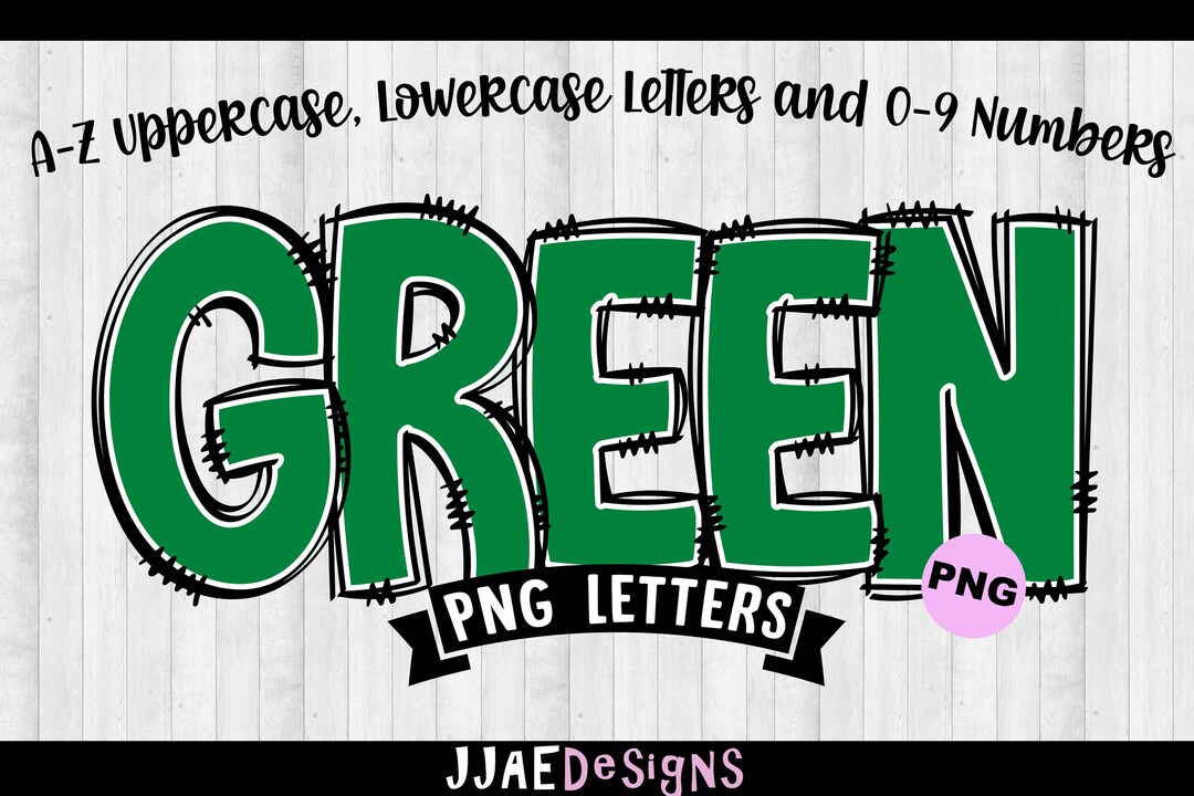 Green PNG Letters, Doodle Green Alphabet, PNG Doodle Letters Set PNG ...