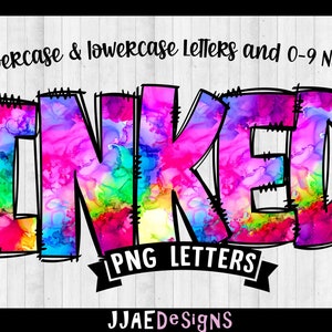 Rainbow Ink Watercolor PNG Letters, Doodle Sublimation Alphabet Bundle ...