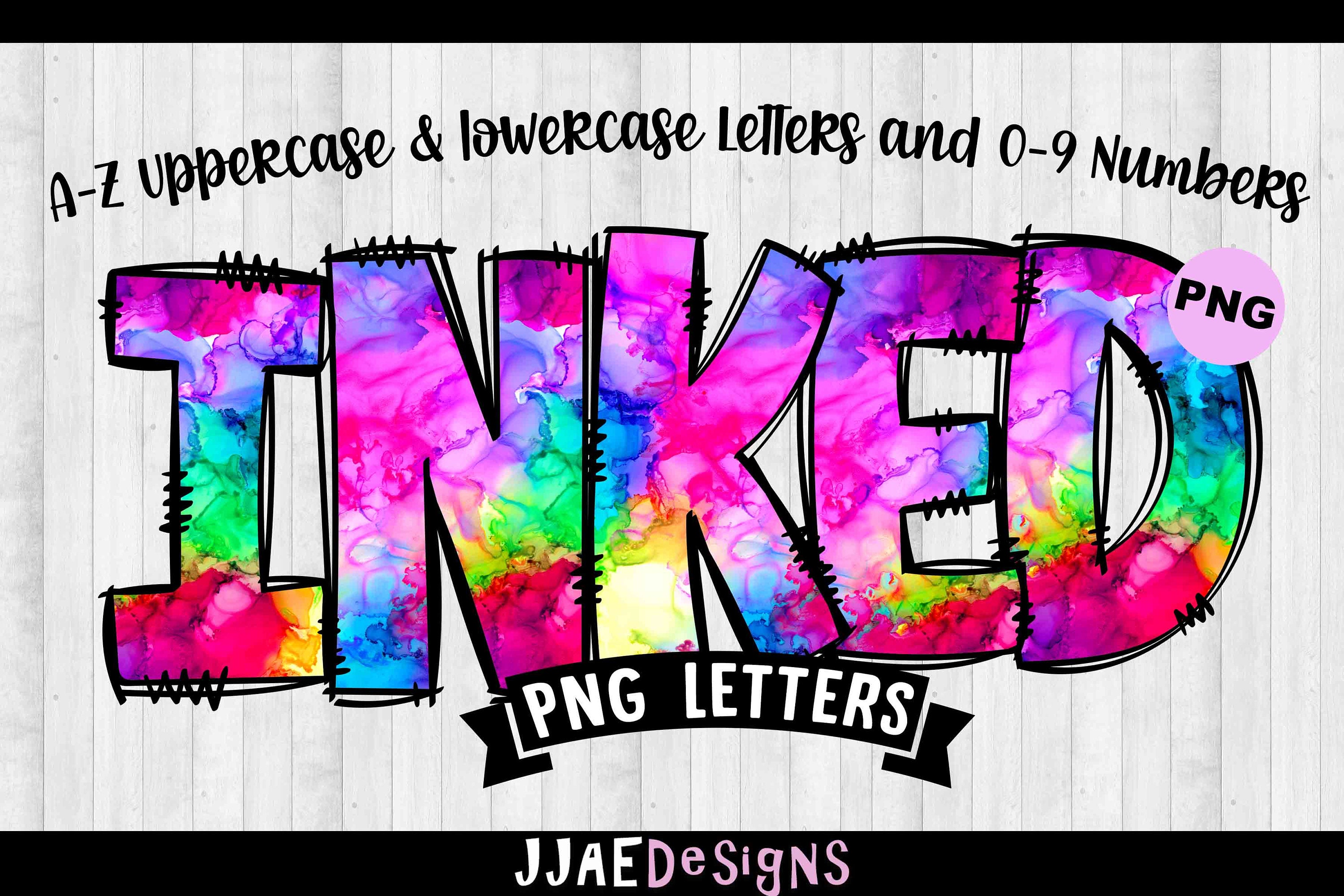 Rainbow Ink Watercolor PNG Letters Doodle Sublimation - Etsy