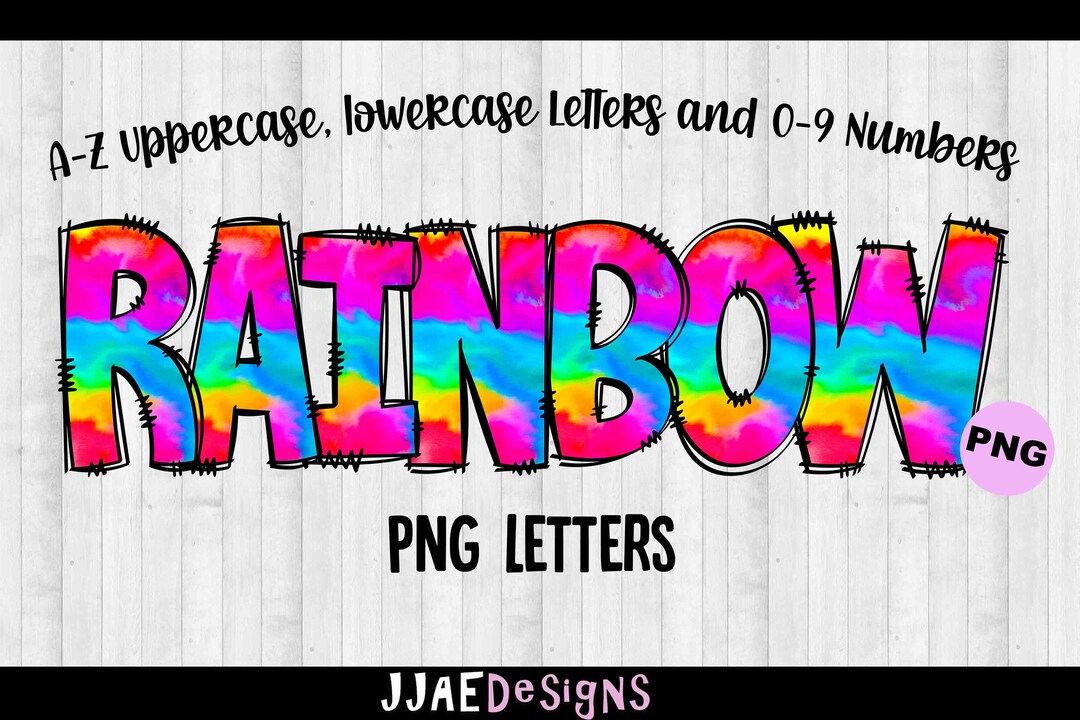 Rainbow Watercolor PNG Letters, Doodle Sublimation Alphabet Bundle ...