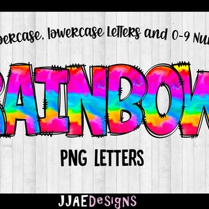 Rainbow Watercolor PNG Letters, Doodle Sublimation Alphabet Bundle ...