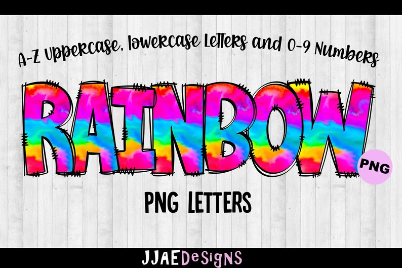 Rainbow Watercolor PNG Letters Doodle Sublimation Alphabet - Etsy