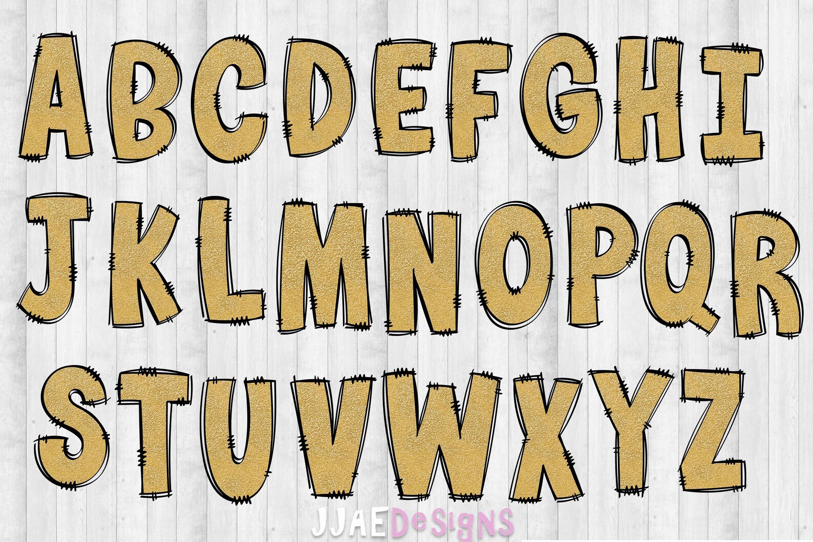 Gold PNG Letters Doodle Gold Alphabet PNG Doodle Letters Set - Etsy
