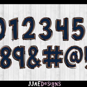 Dark Blue & Orange Alphabet PNG Letters, Doodle Letters PNG Letters ...