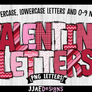Valentine Doodle Letters, Hearts Alphabet Letters, Love PNG, Valentine ...