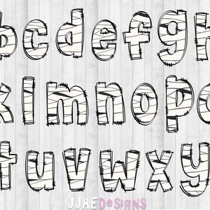 Alphabet PNG, Halloween PNG Letters, Doodle Letters PNG, Mummy Png ...