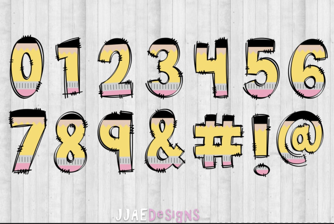 Pencil PNG Letters Back to School Sublimation Alphabet - Etsy