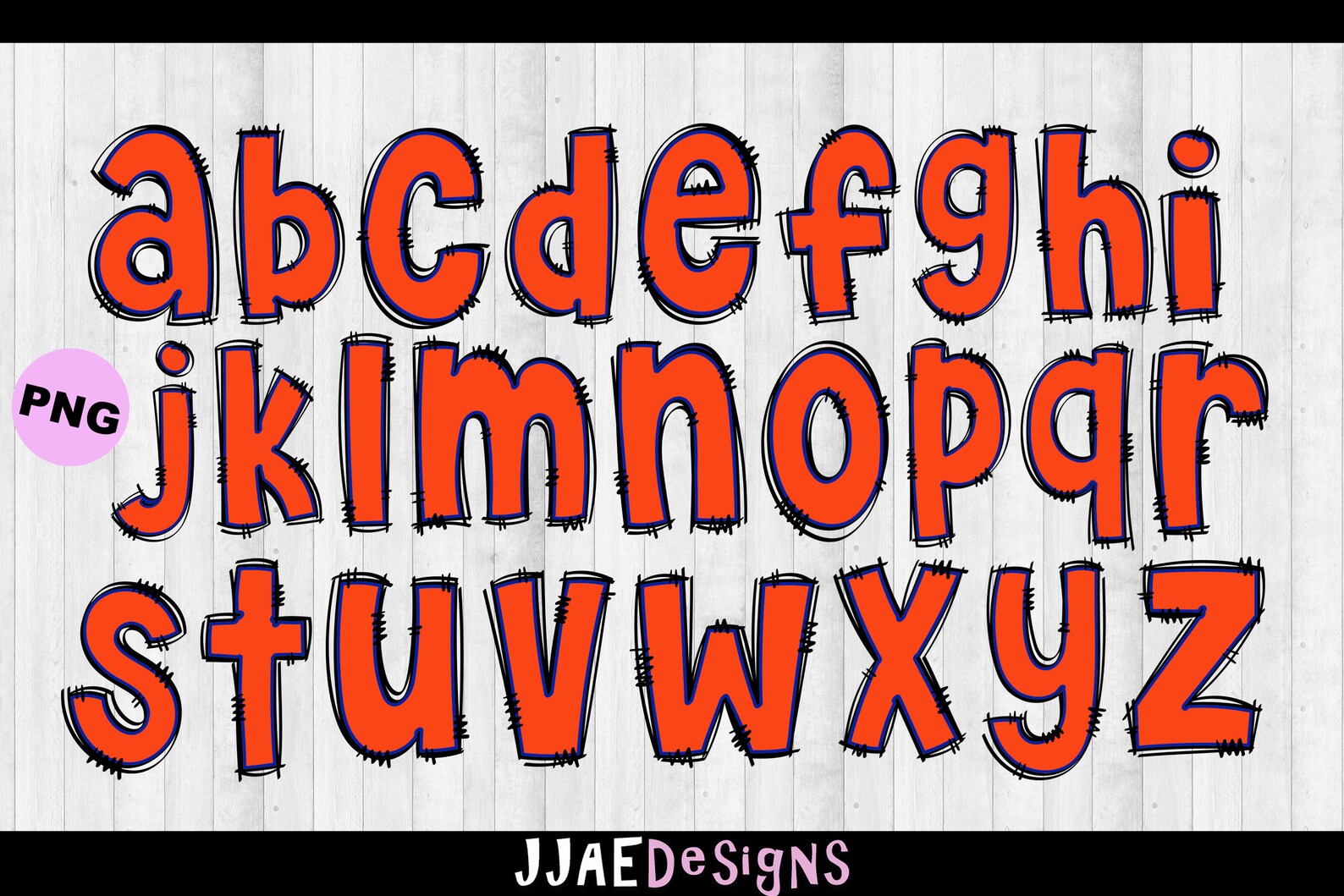 Orange & Blue Alphabet PNG Letters Doodle Letters PNG - Etsy