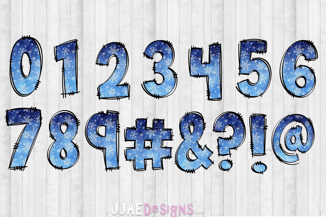 Christmas Alphabet PNG Letters Winter Snowflake Doodle - Etsy