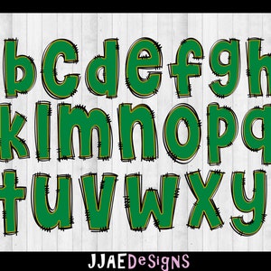 Green & Gold Alphabet PNG Letters, Doodle Letters PNG Letters, Green ...