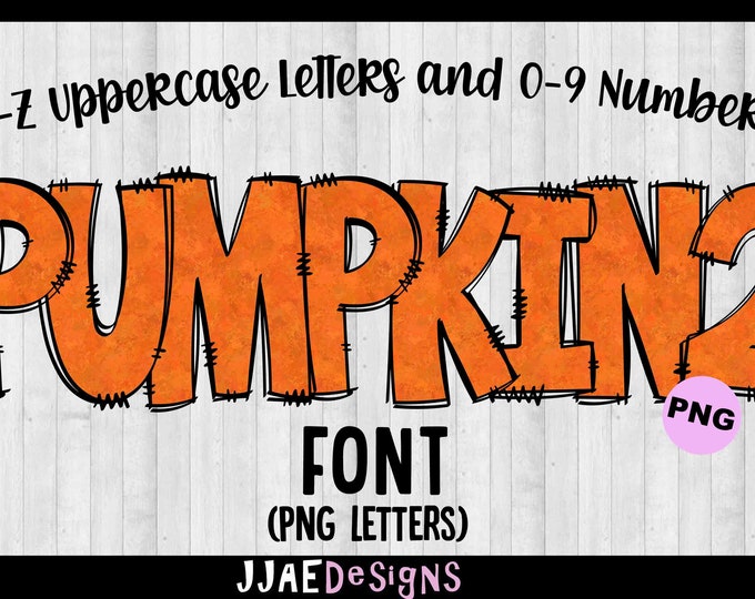 Pumpkin PNG Letters, Halloween Sublimation Doodle Alphabet Bundle ...