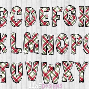 Christmas Alphabet PNG Letters, Doodle Letters PNG Letters, Christmas ...