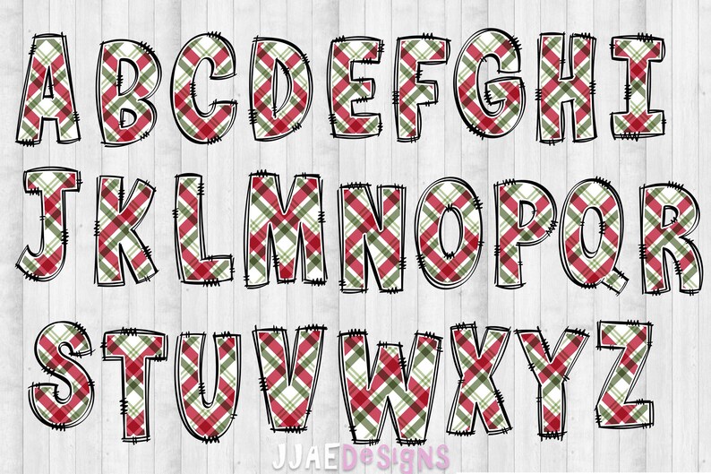 Christmas Alphabet PNG Letters, Doodle Letters PNG Letters, Christmas ...