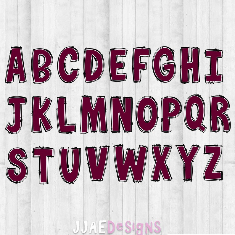 Maroon PNG Letters, Doodle Maroon Alphabet, PNG Doodle Letters Set PNG ...