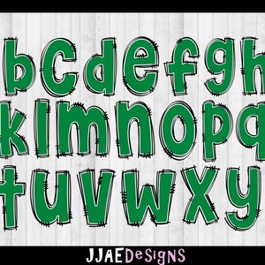 Green & Blue Alphabet PNG Letters, Doodle Letters PNG Letters, Green ...