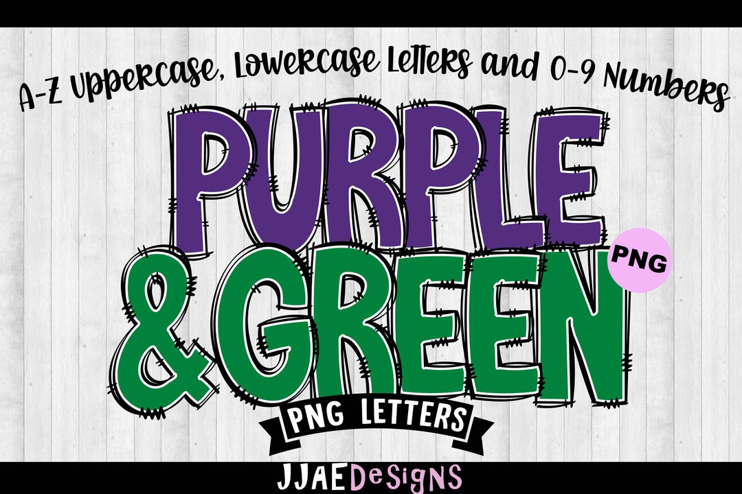 Purple & Green Alphabet PNG Letters, Doodle Letters PNG Letters, Purple ...