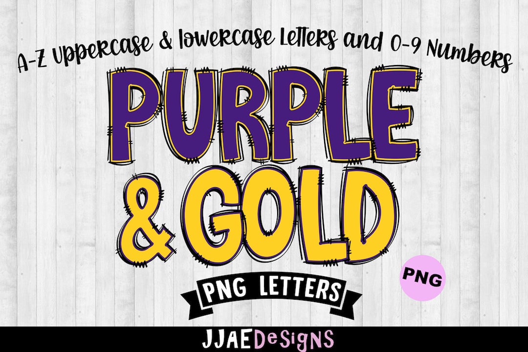 Purple & Gold Alphabet PNG Letters, Doodle Letters PNG Letters, Purple ...