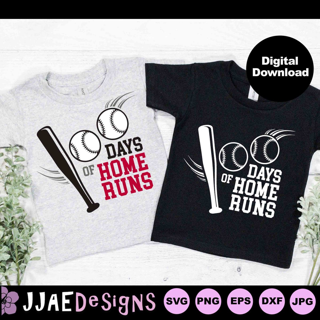 100 Days of School SVG, 100 Days of Home Runs Svg, 100th Day of School ...