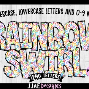 Rainbow Swirl Doodle Letters, Colorful Swirl Doodle Sublimation ...