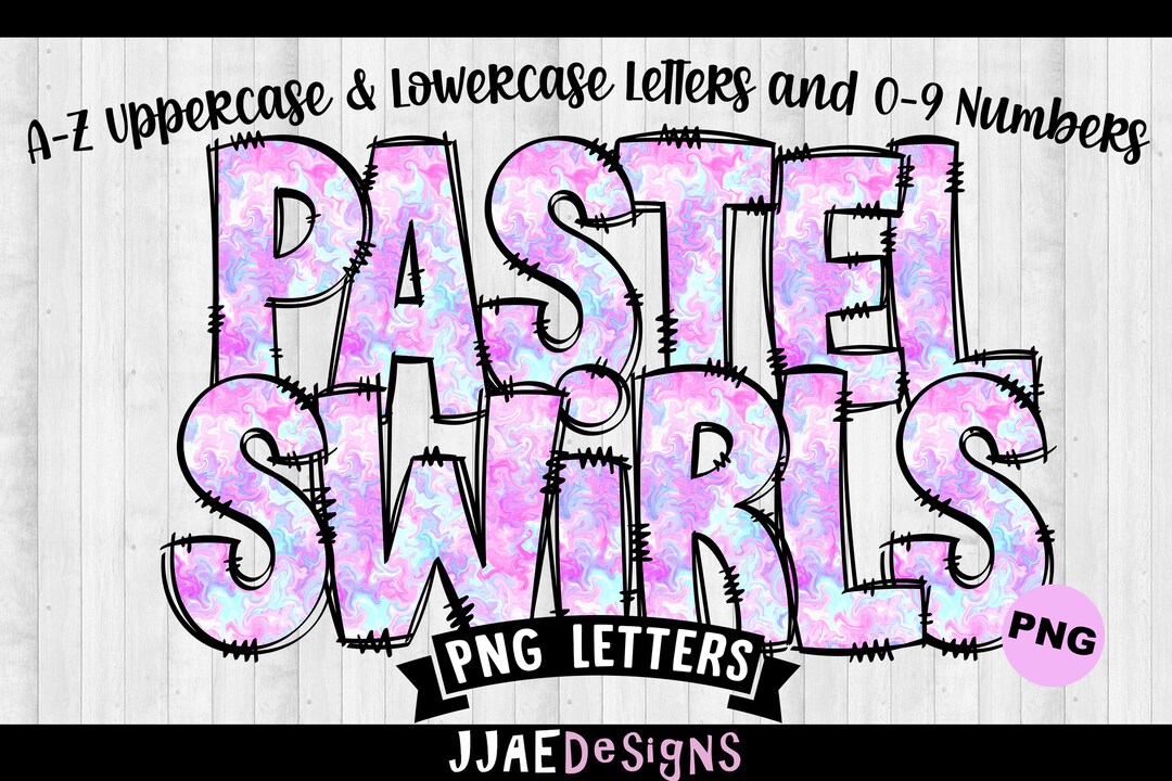 Pastel Doodle Font, Pink and Blue Doodle Alphabet Bundle, Swirl Doodle ...