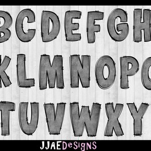 Halloween PNG Letters, Doodle Halloween Alphabet, PNG Doodle Letters ...