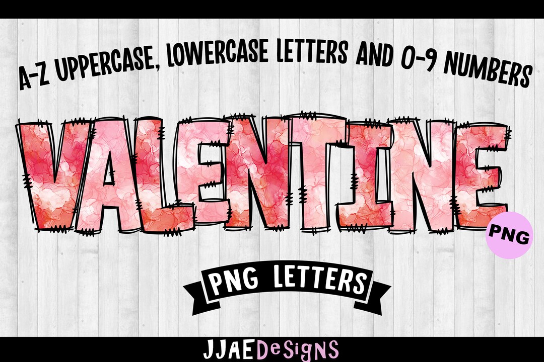 Valentine Watercolor Alphabet PNG Letters, Doodle Letters PNG Letters ...