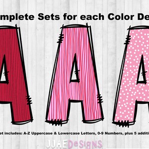 Valentine Doodle Letters, Hearts Alphabet Letters, Love PNG, Valentine ...