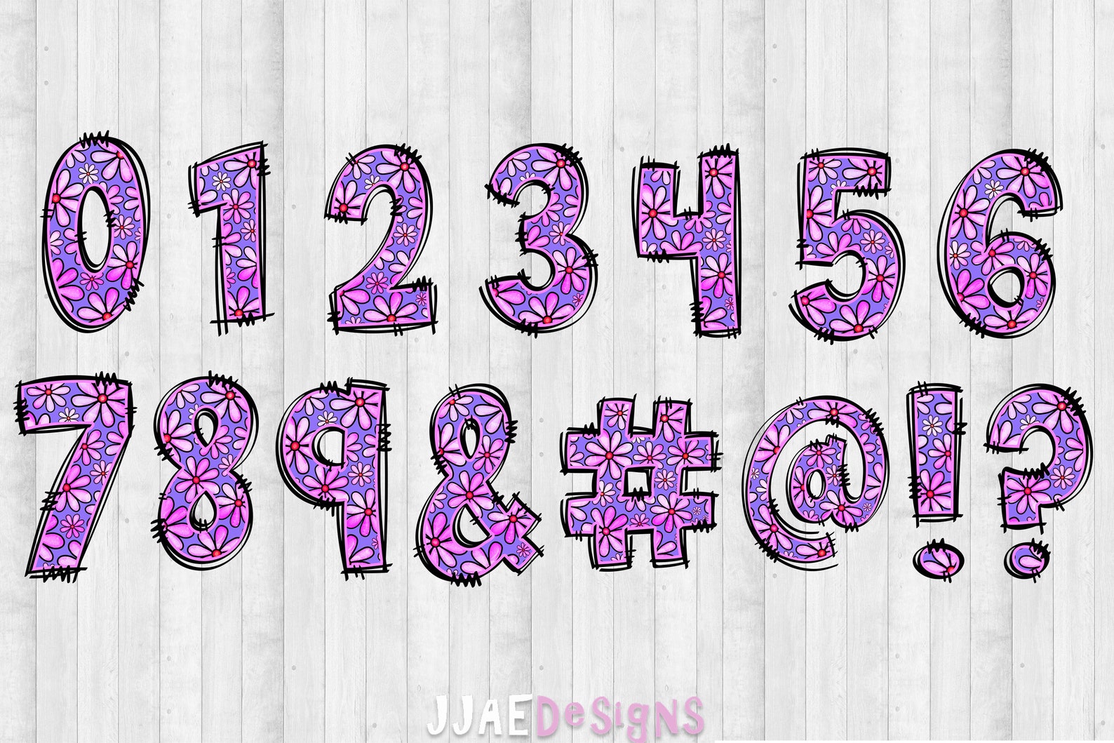 Pink Purple Floral Doodle Letters, Floral Alphabet Letters, Floral ...