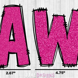 Hot Pink Glitter Doodle Letters, Glitter Alphabet Letters, Pink Glitter ...