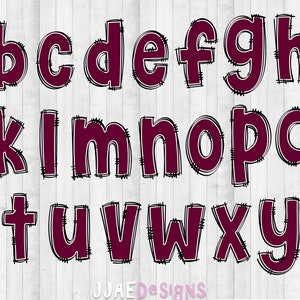 Maroon PNG Letters, Doodle Maroon Alphabet, PNG Doodle Letters Set PNG ...