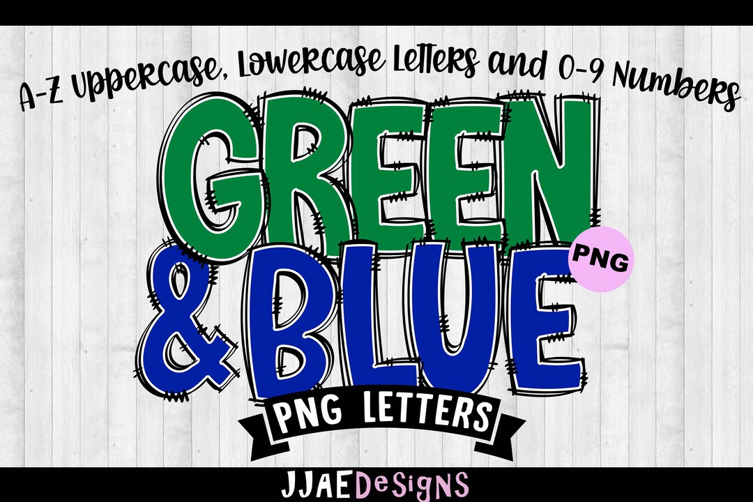 Green & Blue Alphabet PNG Letters, Doodle Letters PNG Letters, Green ...