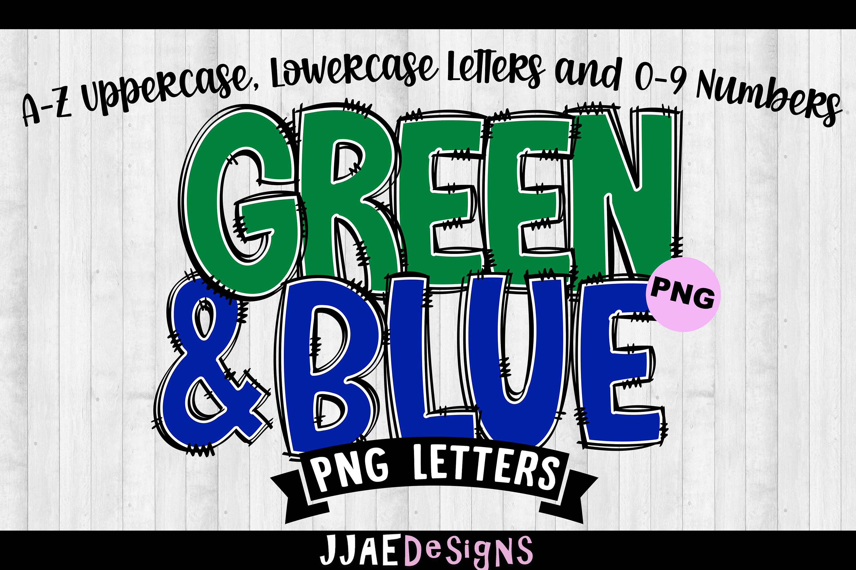 Green & Blue Alphabet PNG Letters Doodle Letters PNG Letters - Etsy