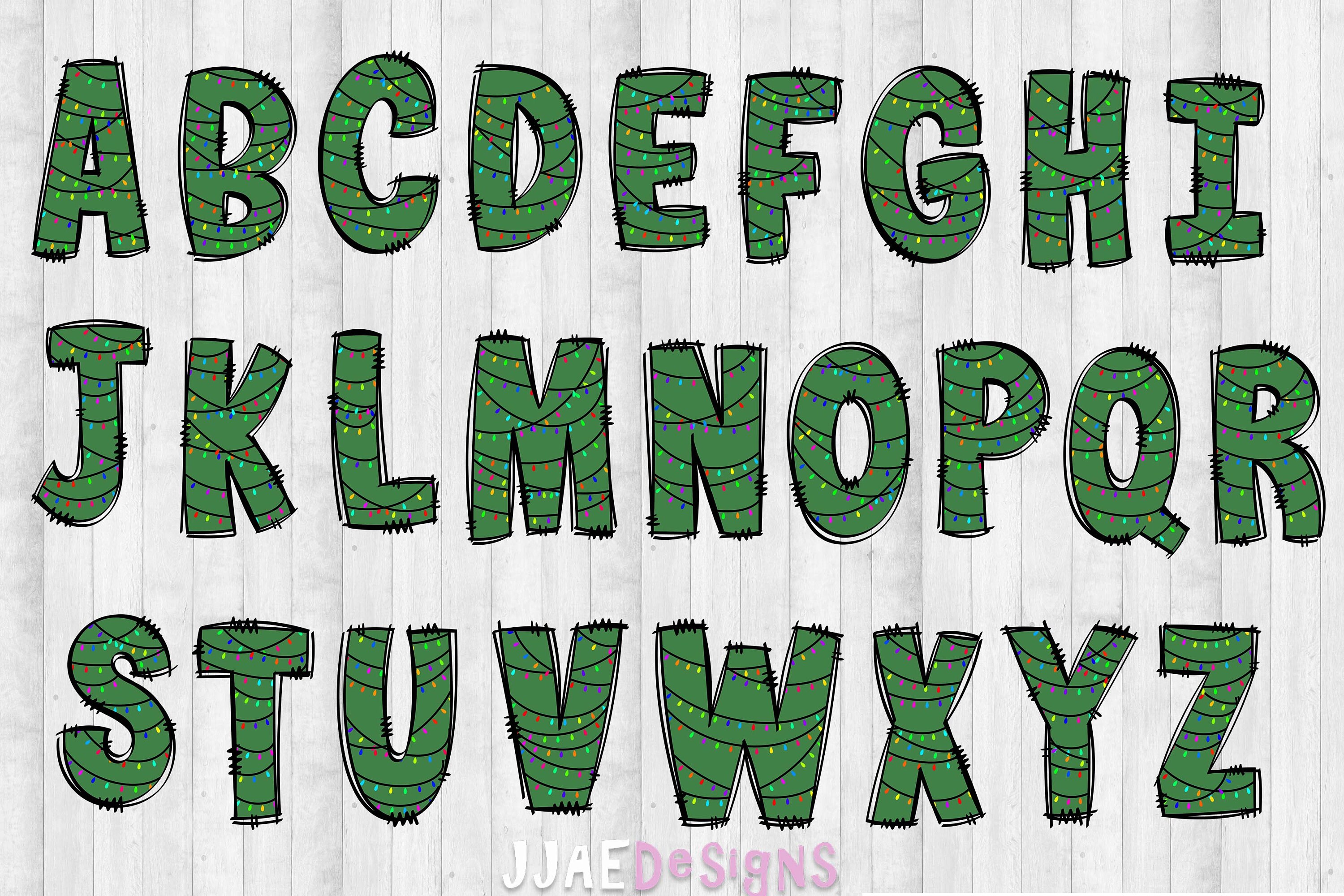 Christmas Alphabet PNG Letters Doodle Letters PNG Letters - Etsy