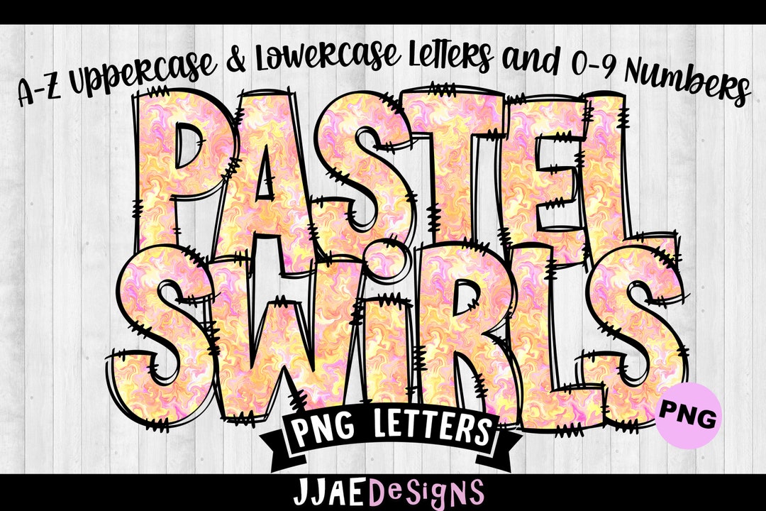 Pastel Doodle Font, Pink and Orange Doodle Alphabet Bundle, Swirl ...