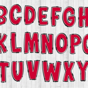 Red & Blue Doodle Alphabet PNG Letters, Doodle Letters PNG Letters ...