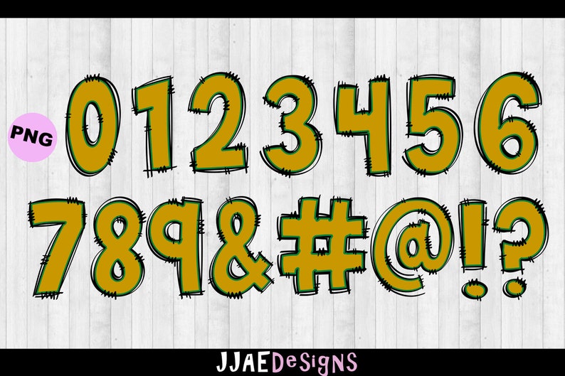 Green & Gold Alphabet PNG Letters Doodle Letters PNG Letters - Etsy