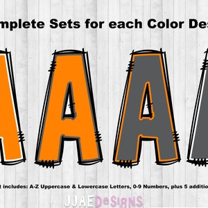 Orange & Grey Alphabet PNG Letters, Doodle Letters PNG Letters, Orange ...