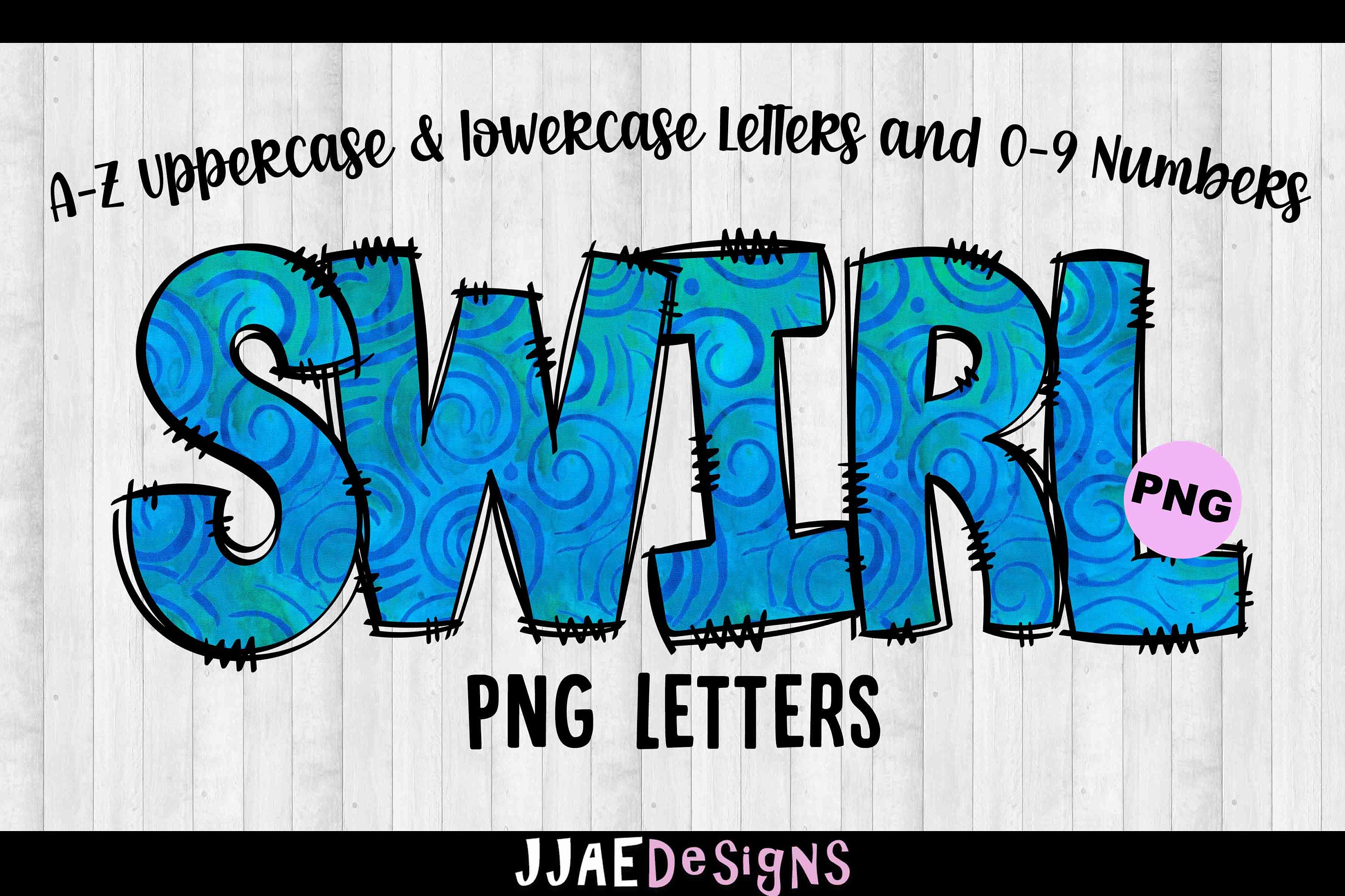 Blue Swirl PNG Letters, Doodle Sublimation Alphabet Bundle, Blue Png ...